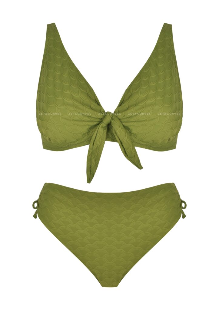 Crool Bikini Set With Knot Cup E Olive - Zeta Curves